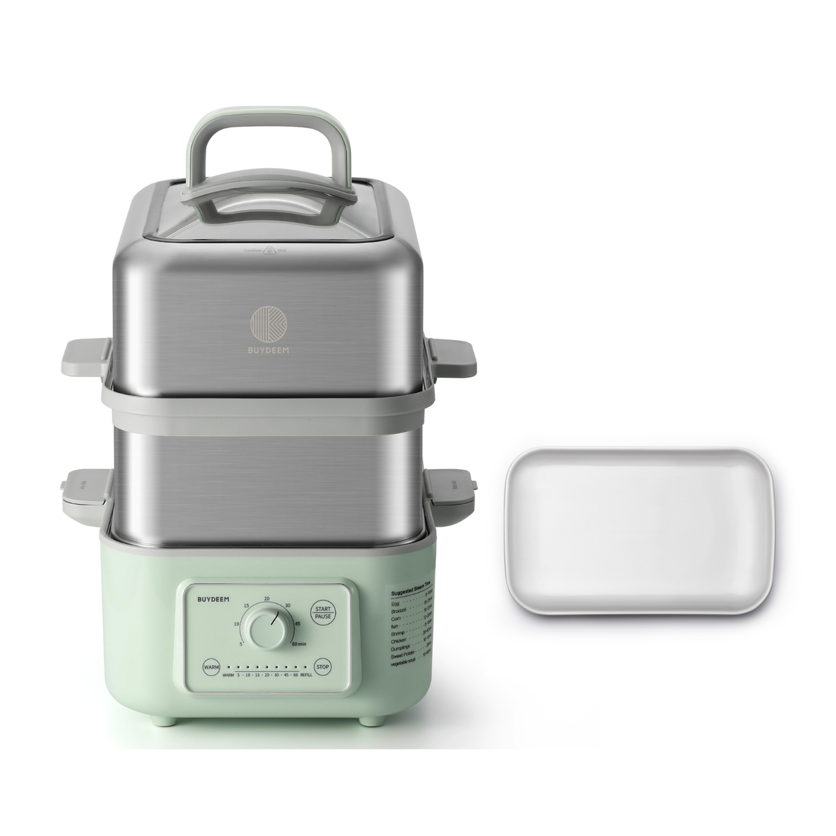 G52 Two-Tier Electric Food Steamer with Ceramic Steaming Plate - Bundl